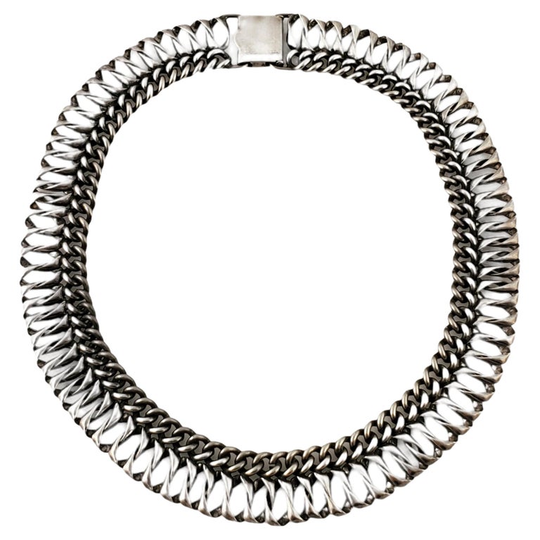 Danecraft Sterling Silver Wide Collar Necklace For Sale at 1stDibs