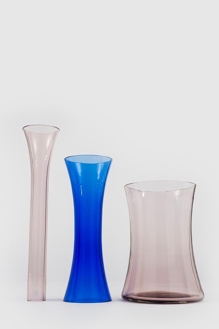Danese Milano Murano D Vase Set in Amethyst,Blue and Amethyst Glass by ...