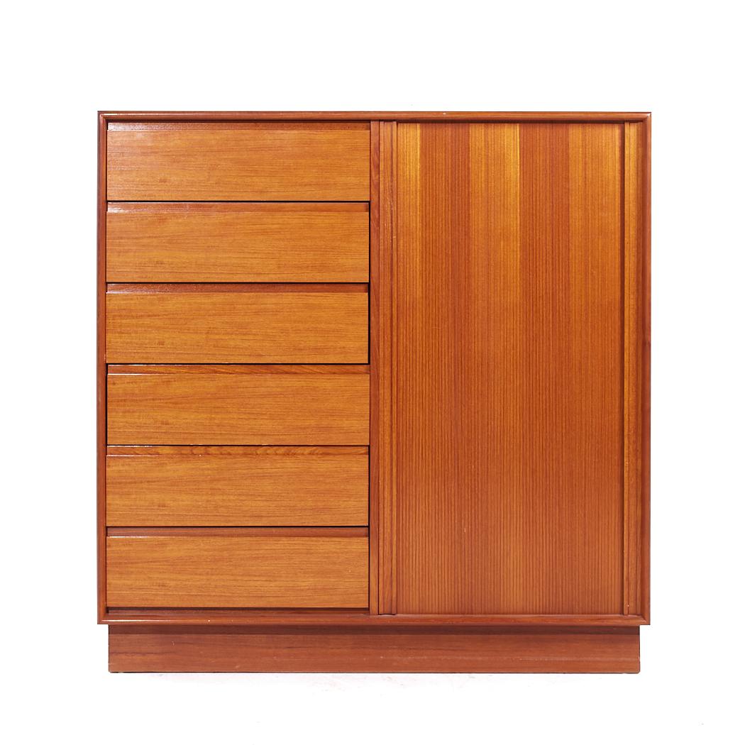 Danflex Mid Century Teak Tambour Door Gentlemans Chest Armoire For Sale ...