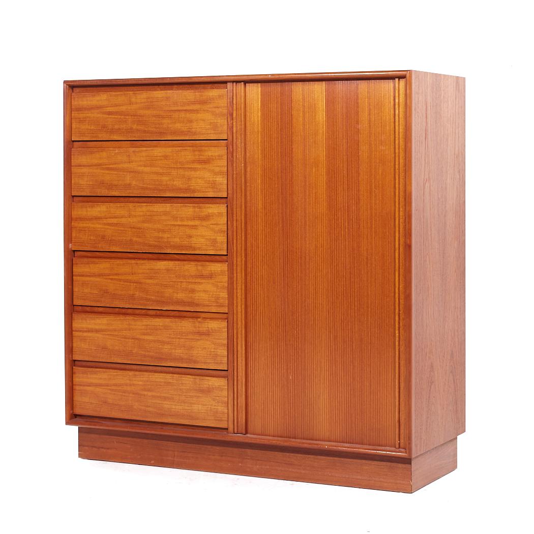 Danflex Mid Century Teak Tambour Door Gentlemans Chest Armoire For Sale ...