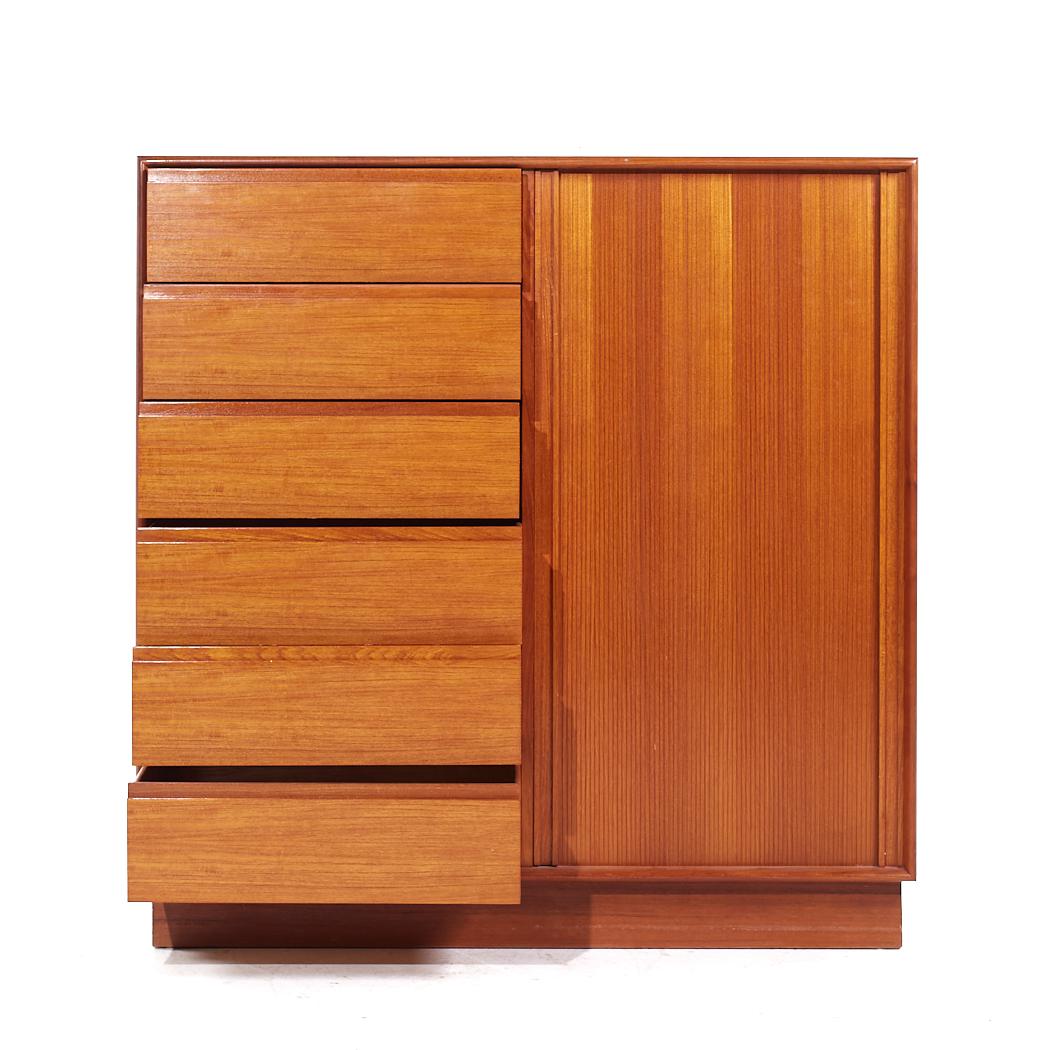 Danflex Mid Century Teak Tambour Door Gentlemans Chest Armoire For Sale ...