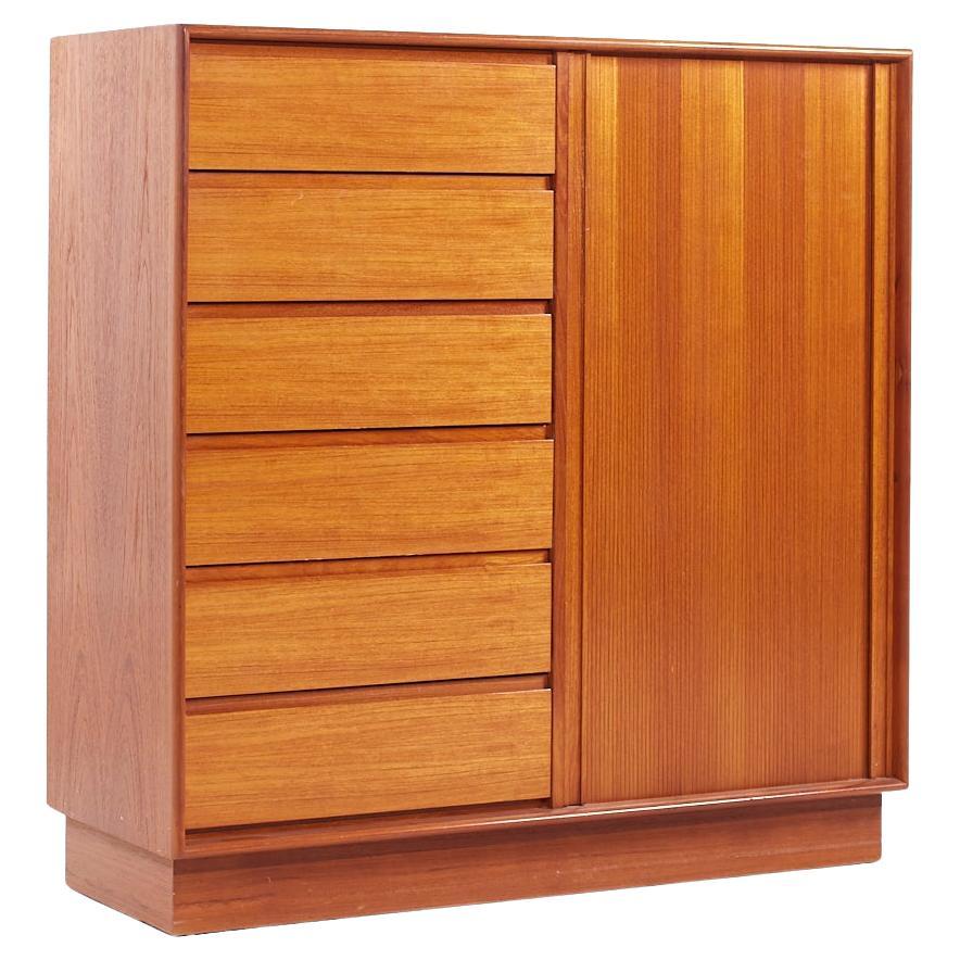 Danflex Mid Century Teak Tambour Door Gentlemans Chest Armoire For Sale ...