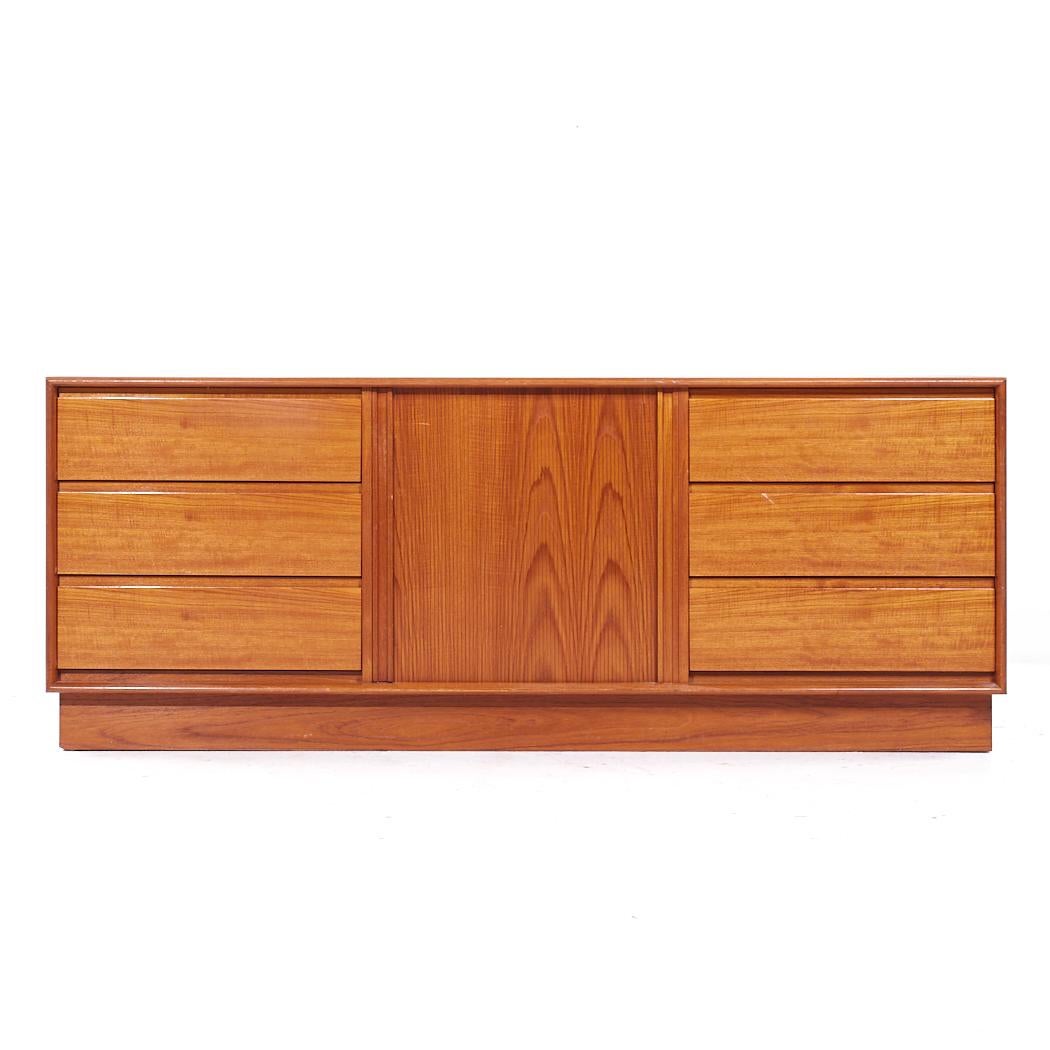 Danflex Mid Century Teak Tambour Door Lowboy Dresser For Sale at 1stDibs
