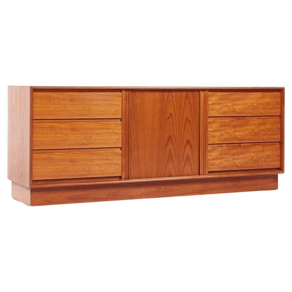 Danflex Mid Century Teak Tambour Armoire Gentlemans Chest Dresser For ...