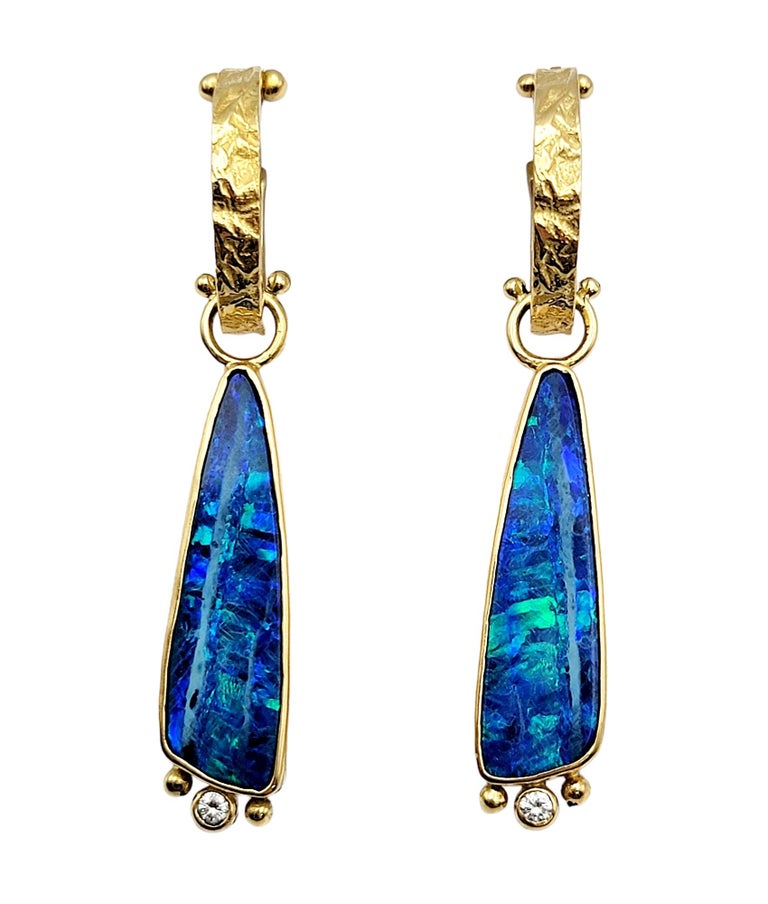 Dangle 18 Karat Gold Earrings with Opals, Pearls and Diamonds ...