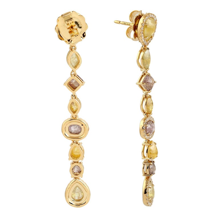 Dangle Earring with Ice Diamond and Pave Diamond Made in 18k Gold For ...