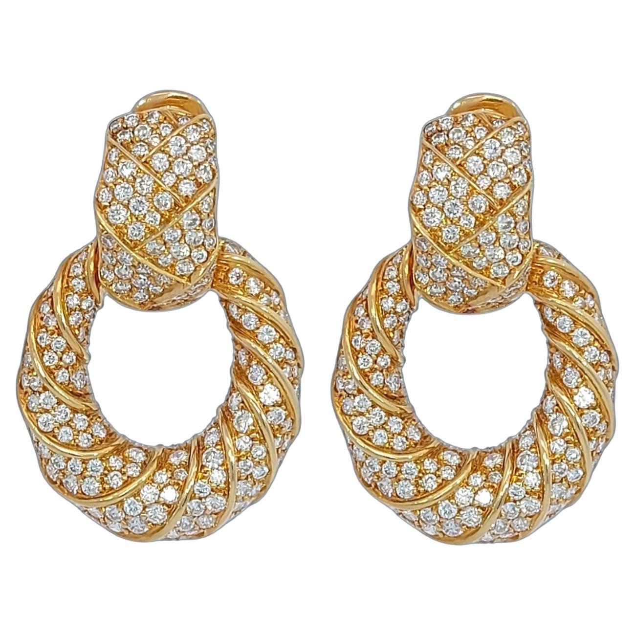 18ktYellow Gold Earrings, Diamonds&Yellow Sapphire Invisible Estate ...