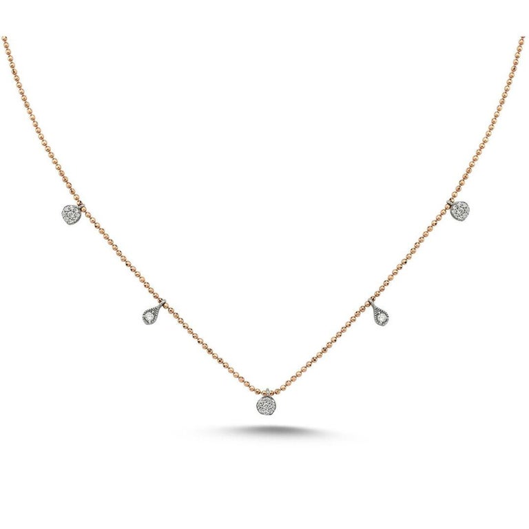 Dangling Diamond Bead Chain Necklace For Sale at 1stDibs