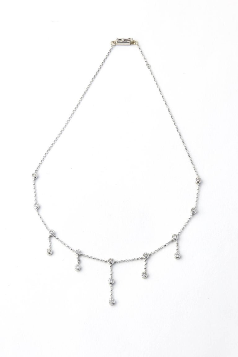 Dangling Diamond White Gold Necklace at 1stDibs