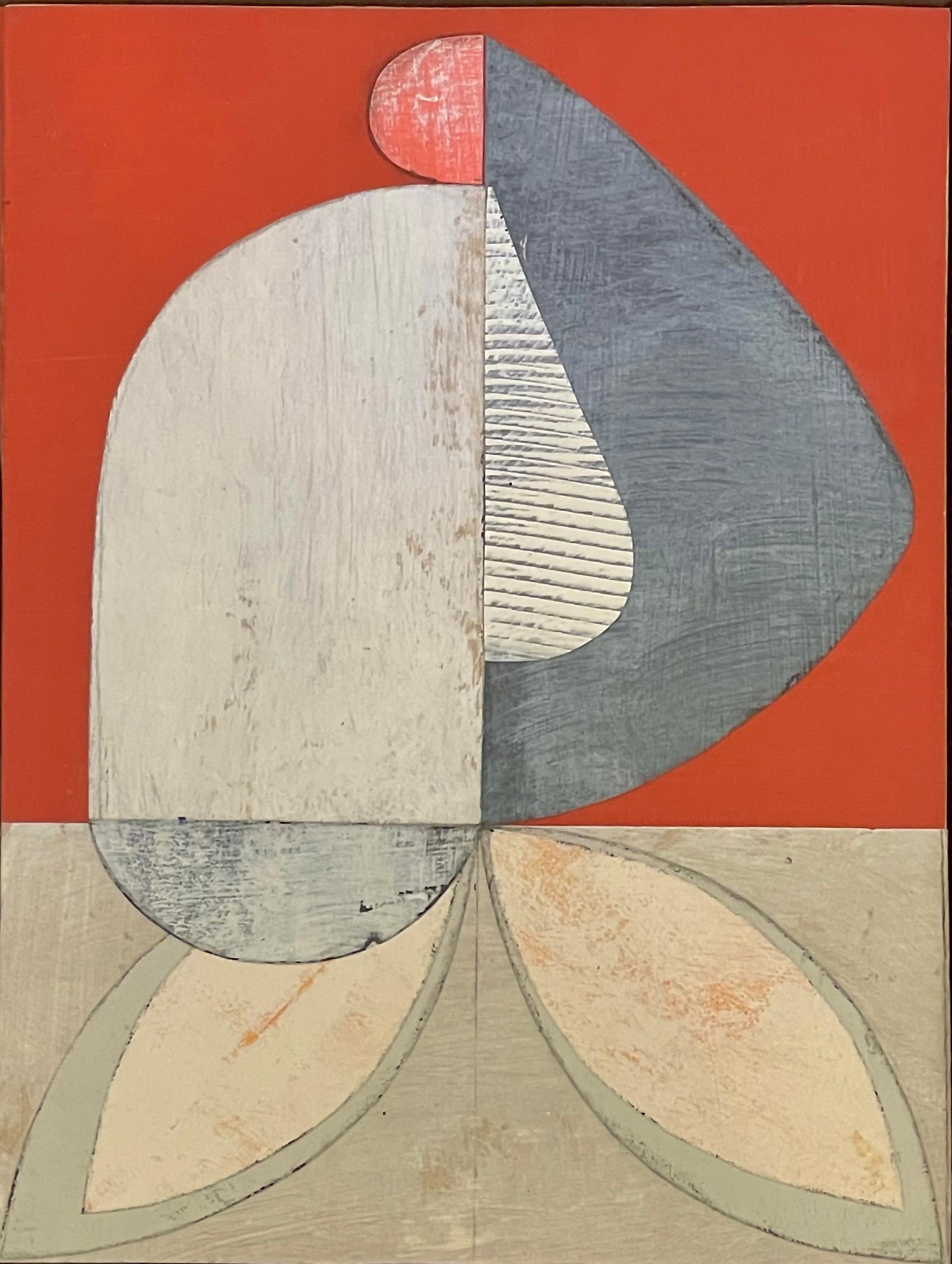 Daniel Anselmi - Portrait III, Bright Red Orange, Gray, Ivory Painted ...