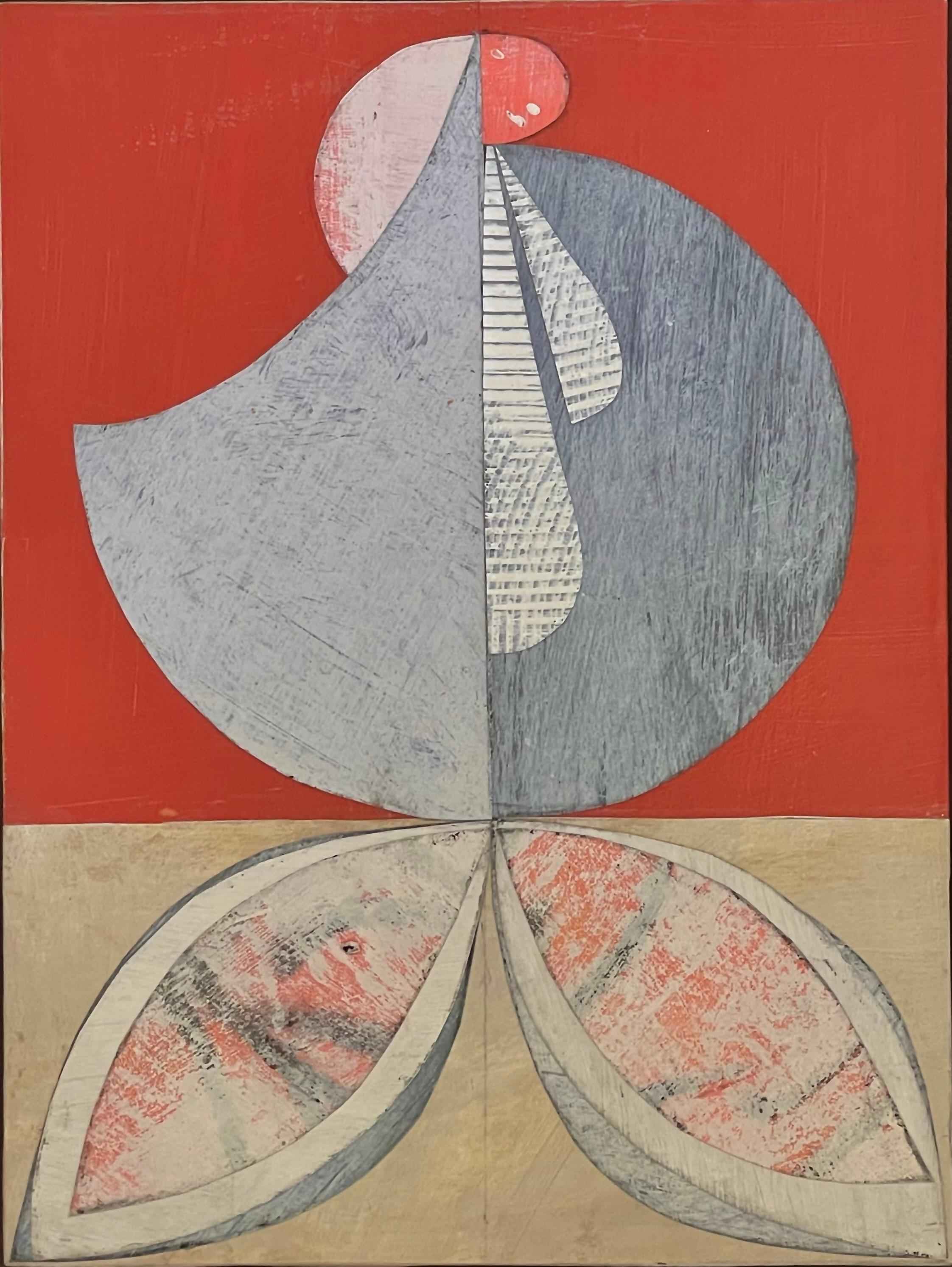 Daniel Anselmi - Portrait VI, Bright Red Orange, Gray, Ivory Painted ...