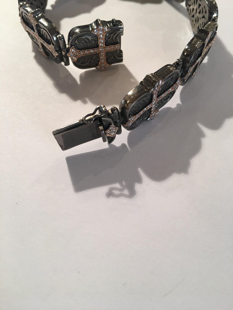 Daniel Bass, NYC 14 Karat Rose Gold Sterling Silver 2.80 Carat Diamonds ...