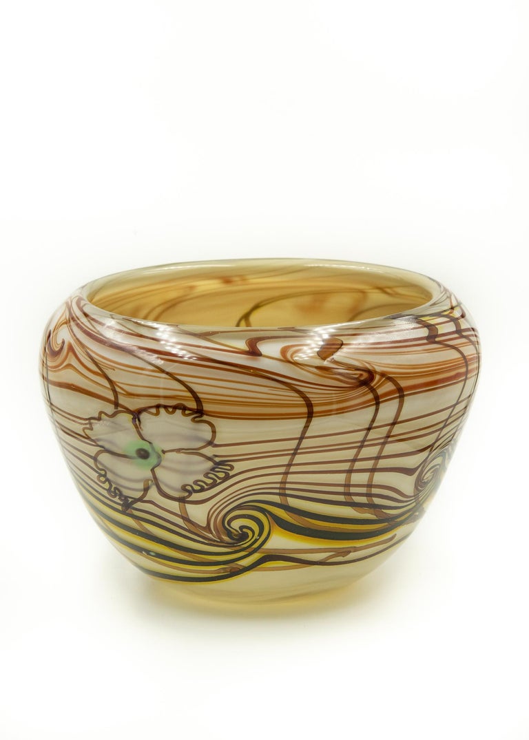 Daniel Edler Trellis Tri Floral Art Glass Bowl For Sale at 1stDibs ...