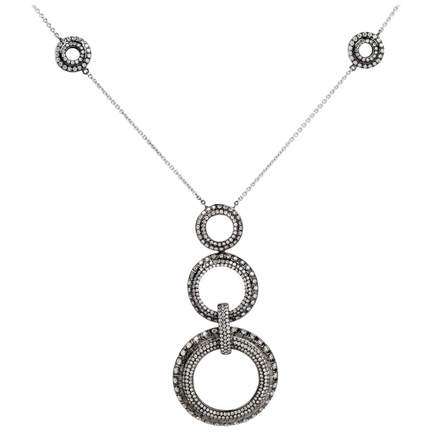 Daniel K Fine Diamond Geometrically Stylized Platinum Necklace at 1stDibs