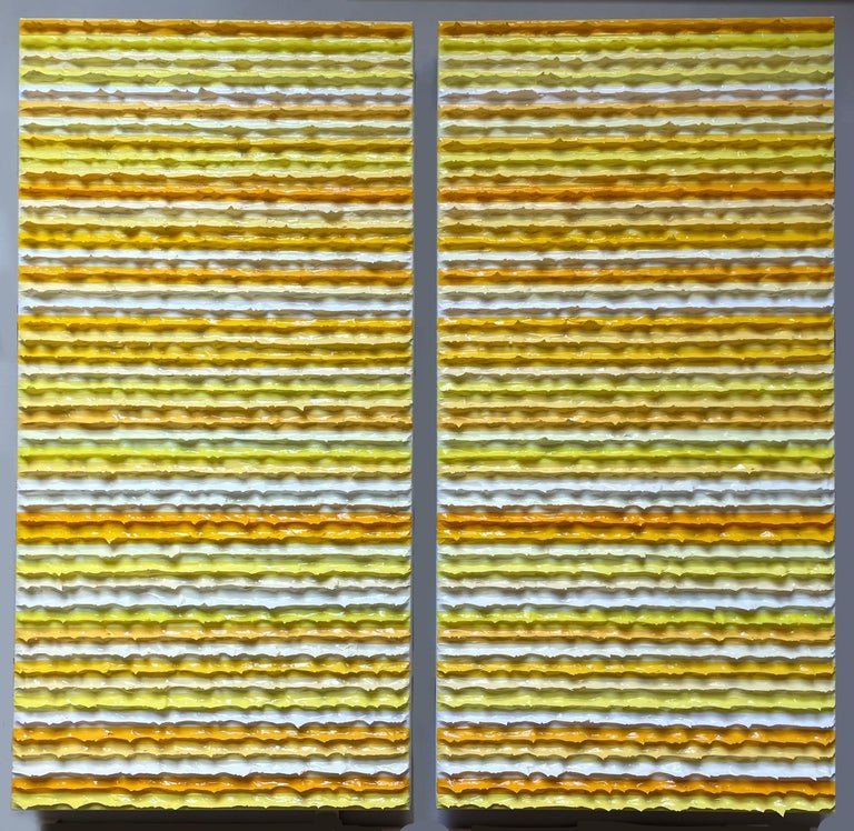 Daniel Klewer - 'Lemon Drop Apricot (Diptych)' original acrylic ...