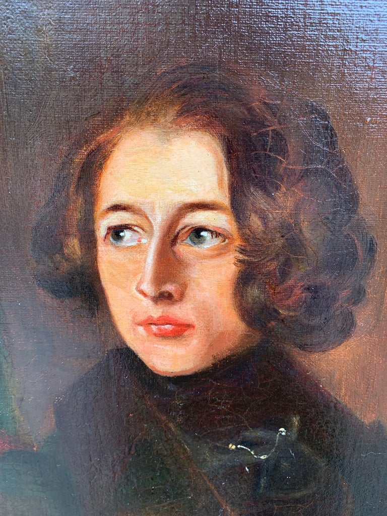 19th century British portrait of Sir Charles Dickens seated in an ...