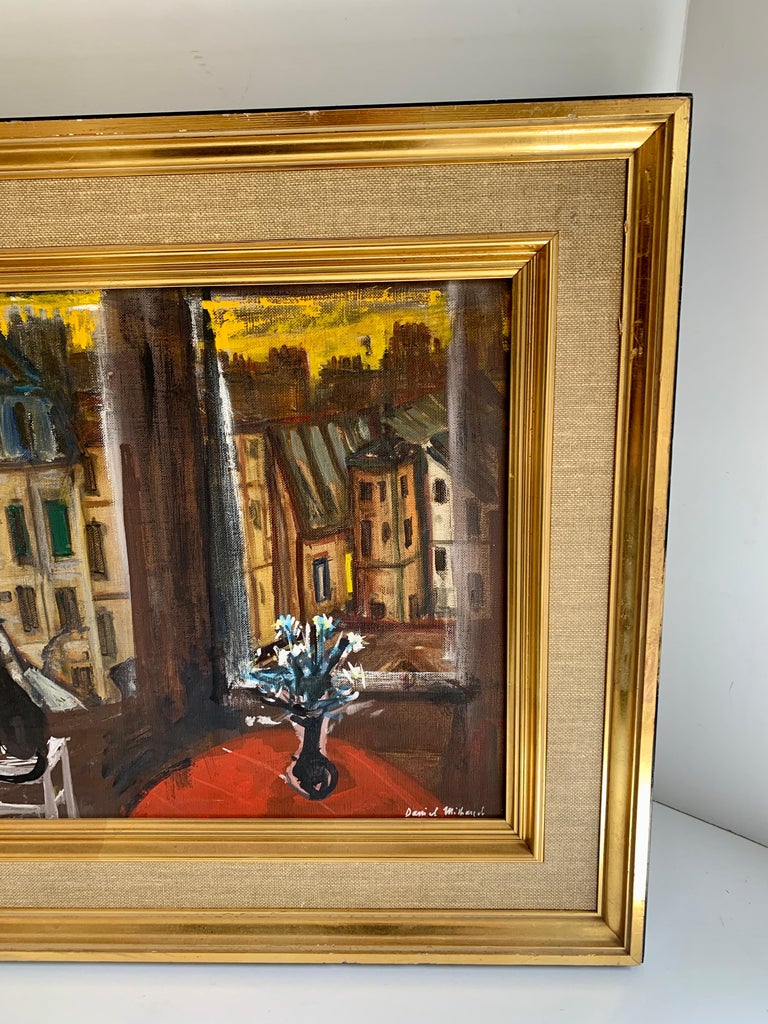 Daniel Mihaud Oil on Canvas Painting of a Cat For Sale at 1stDibs