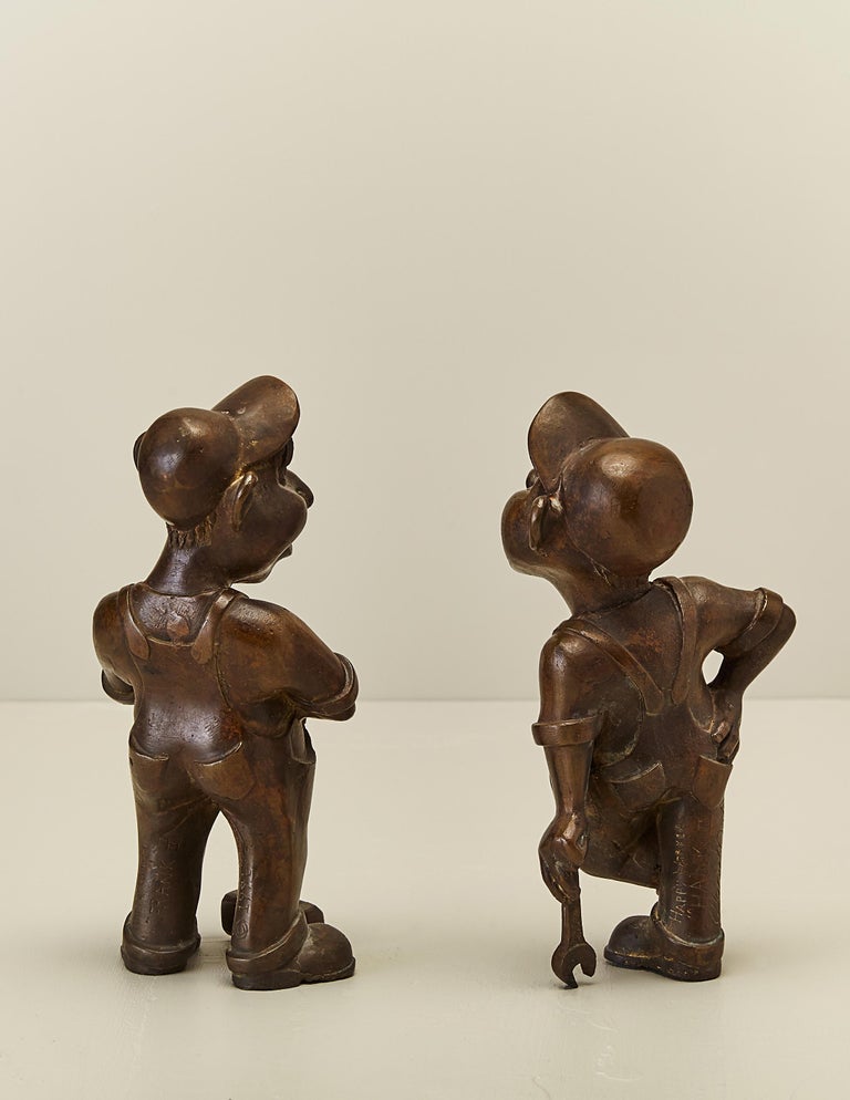 Daniel Oates "Hank and Frank Happy Workers" Bronze Figure Sculptures ...