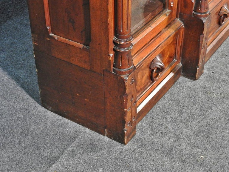 Daniel Pabst Walnut Renaissance Revival Victorian Three-Door Bookcase ...