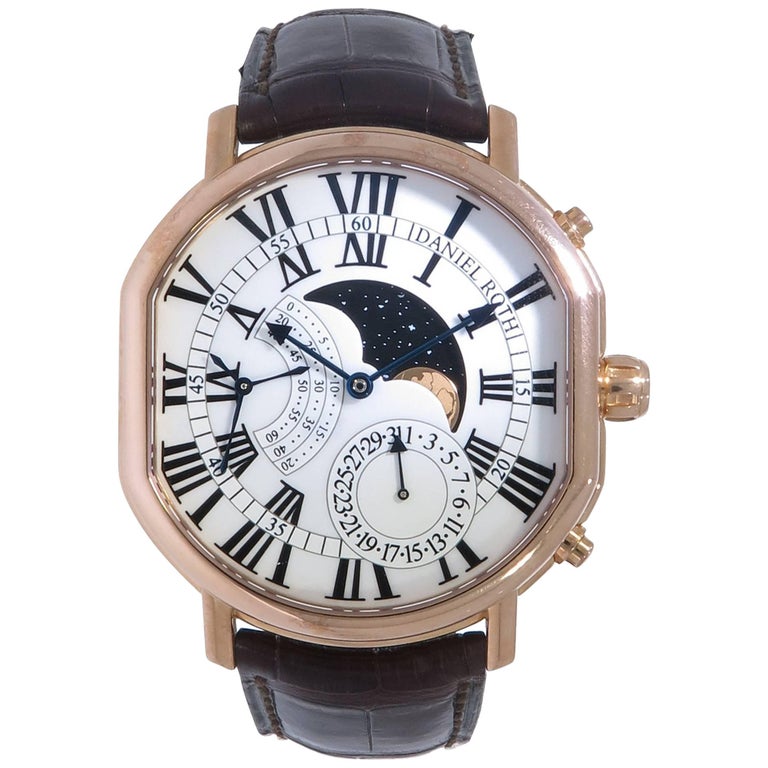 Daniel Roth Rose Gold Athys Moon 2134 manual Wristwatch at 1stDibs