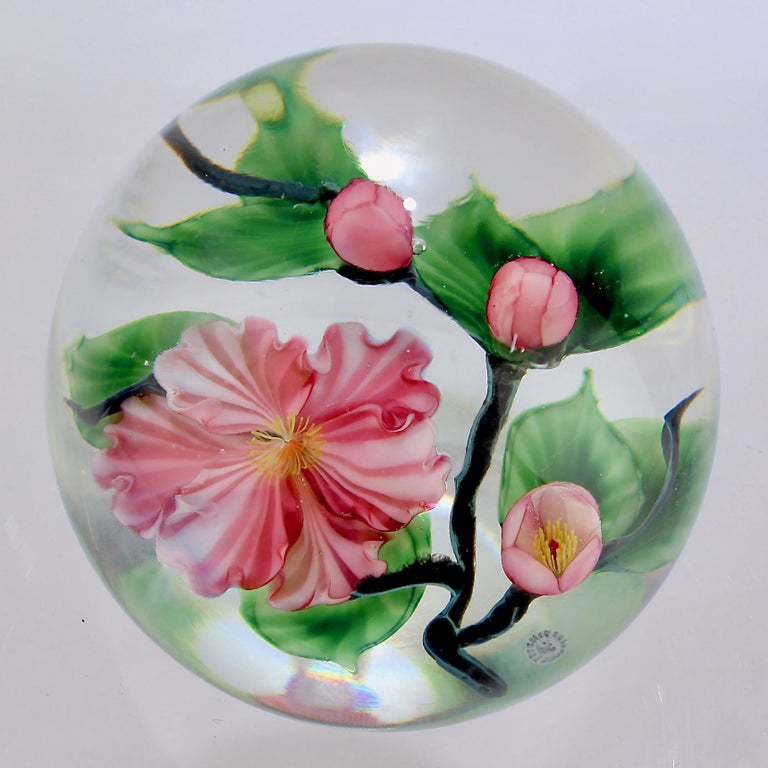 Daniel Salazar Lundberg Studios Cherry Blossom Art Glass Paperweight ...
