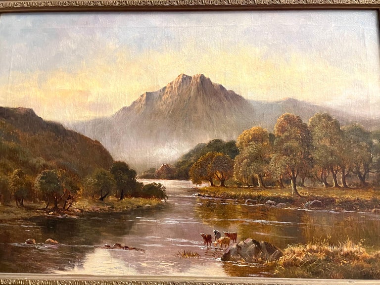 Daniel Sherrin - Mountain landscape with watering cattle For Sale at ...