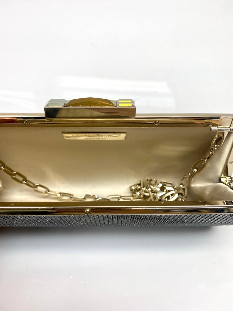 Daniel Swarovski Gold Clutch with Chain Strap For Sale at 1stDibs