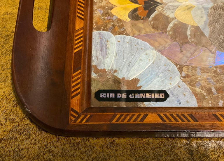 Daniel Teixeira Brazilian Inlaid Tray with Real Morpho Butterfly Wings ...