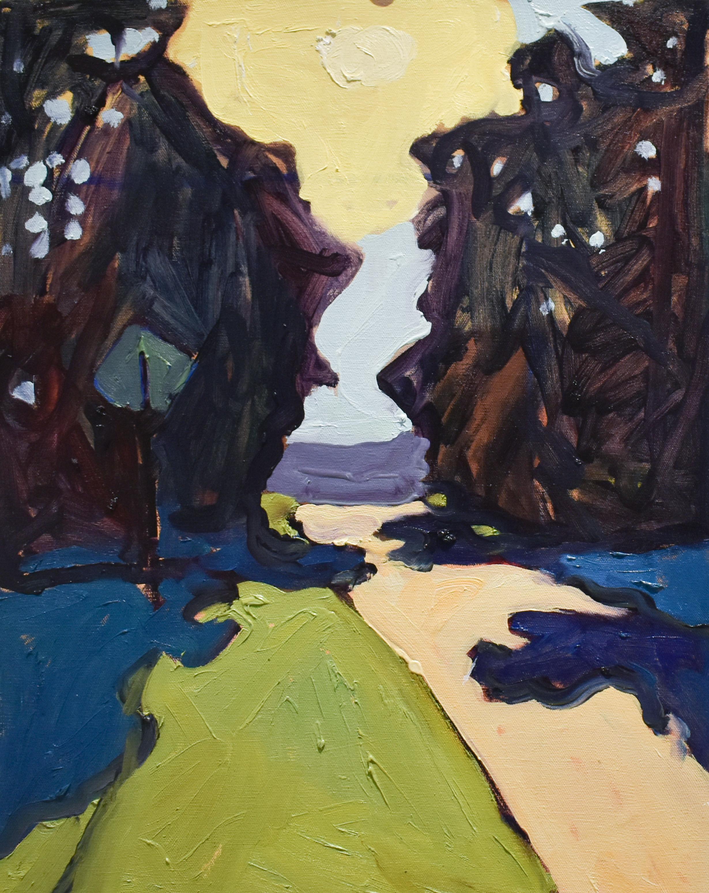 Dan Rupe - Sunset Road (Oil on Linen Town Street Landscape in Vivid ...