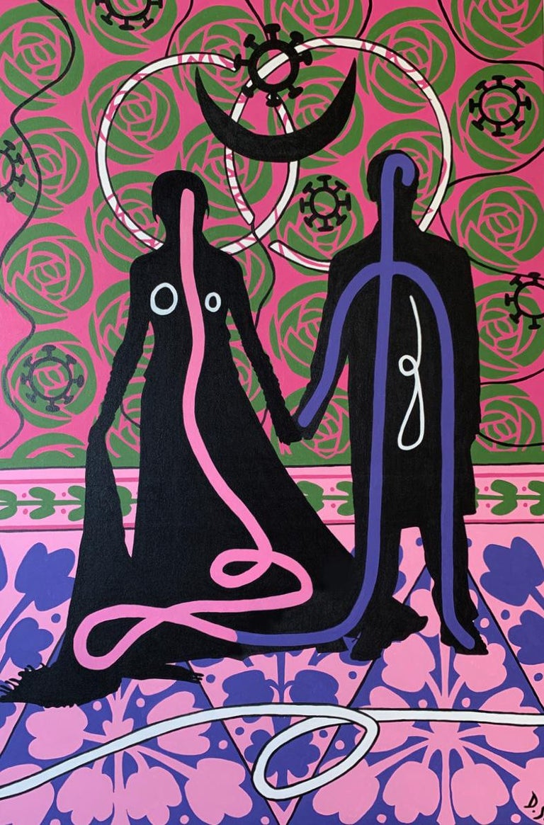 Danielle Siegelbaum - "Couple" Painting, Acrylic on Stretched Canvas ...