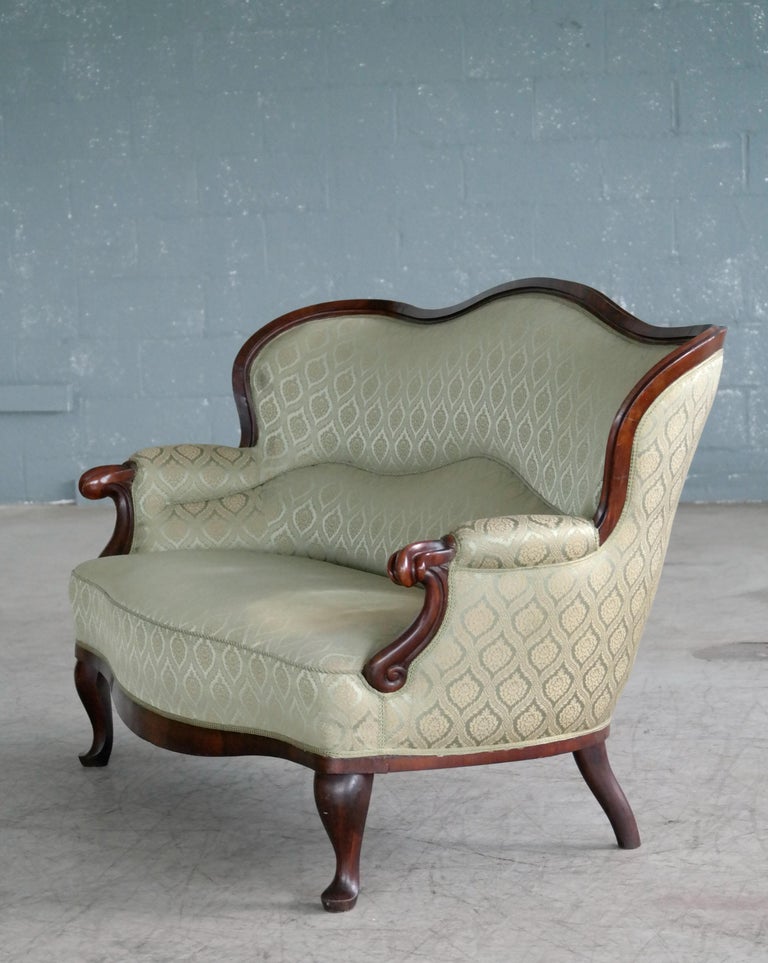 Danish 1860s Rococo Revival Settee or Loveseat in Carved Mahogany For ...