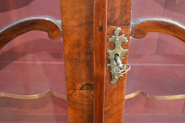Danish 18th Century Walnut Veneer Wall Vitrine Display Case For Sale at ...
