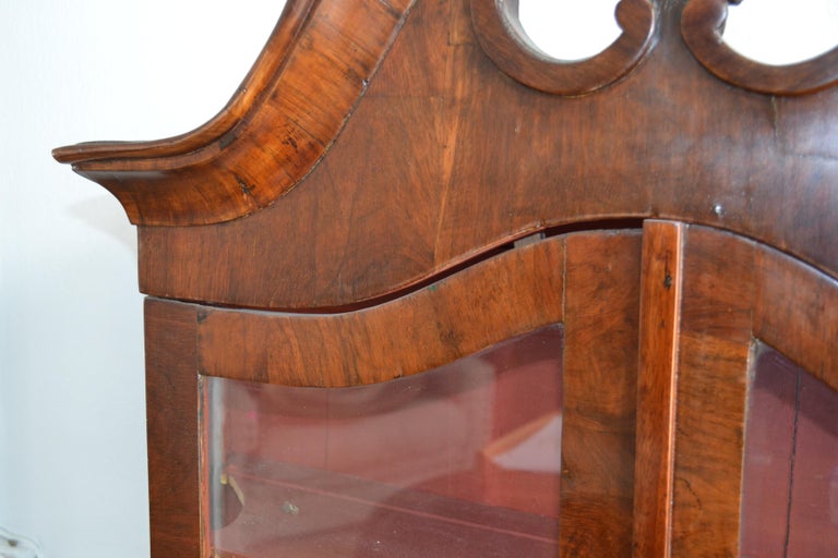 Danish 18th Century Walnut Veneer Wall Vitrine Display Case For Sale at ...