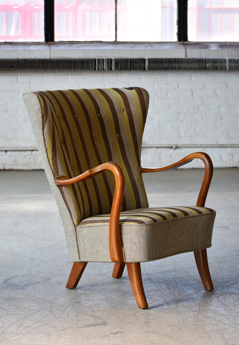 Danish 1940s Easy Chair with Open Armrests in Oak by Alfred Christensen ...