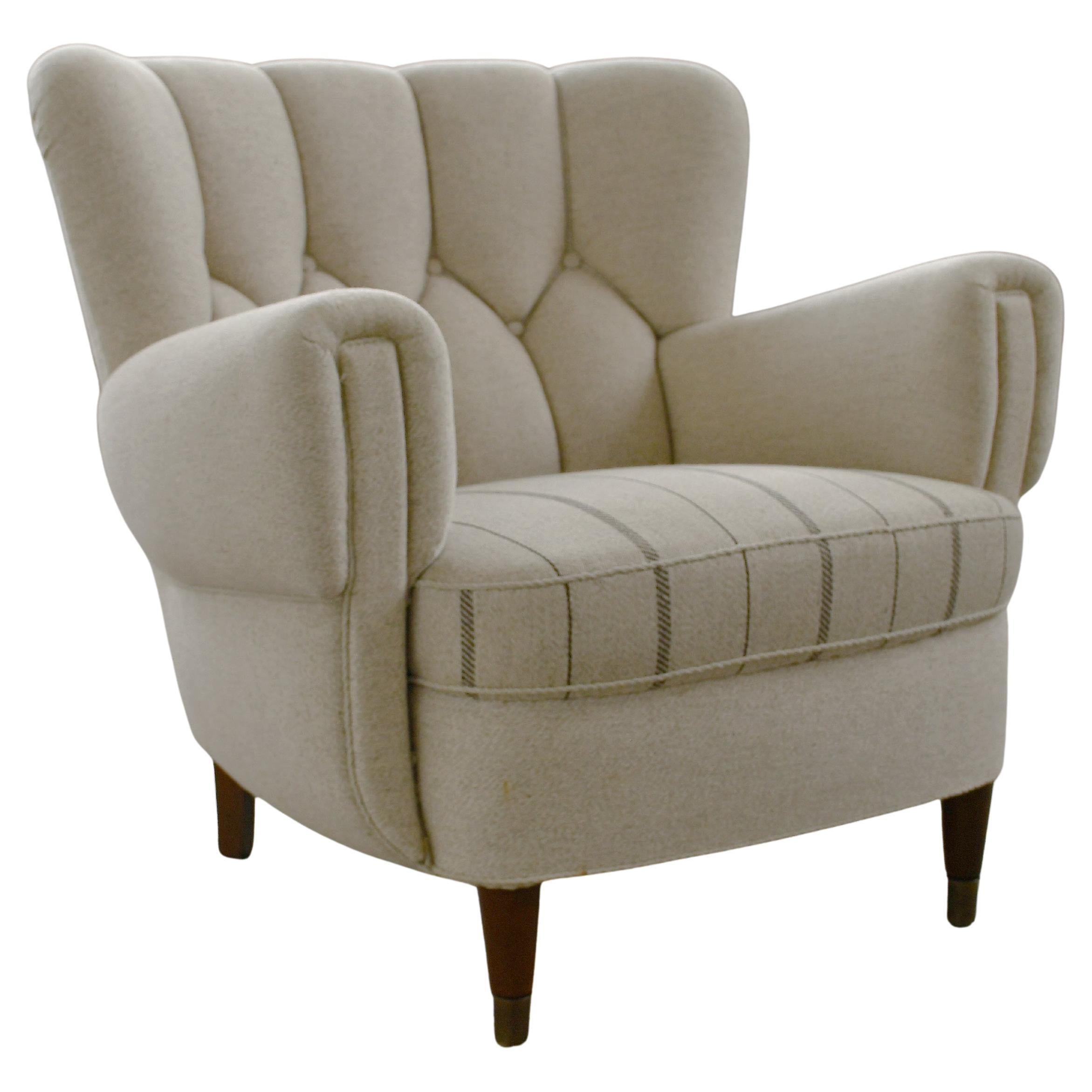 Danish Fritz Hansen Model 1490 Channel Back Lounge Chair, 1940s For ...
