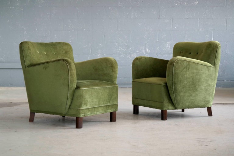 Danish 1940s Mogens Lassen Attributed Pair of Low Lounge Chairs in ...