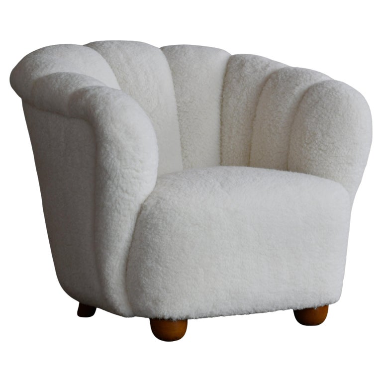Danish 1940s Viggo Boesen Style Lounge or Club Chair in Lambswool For ...