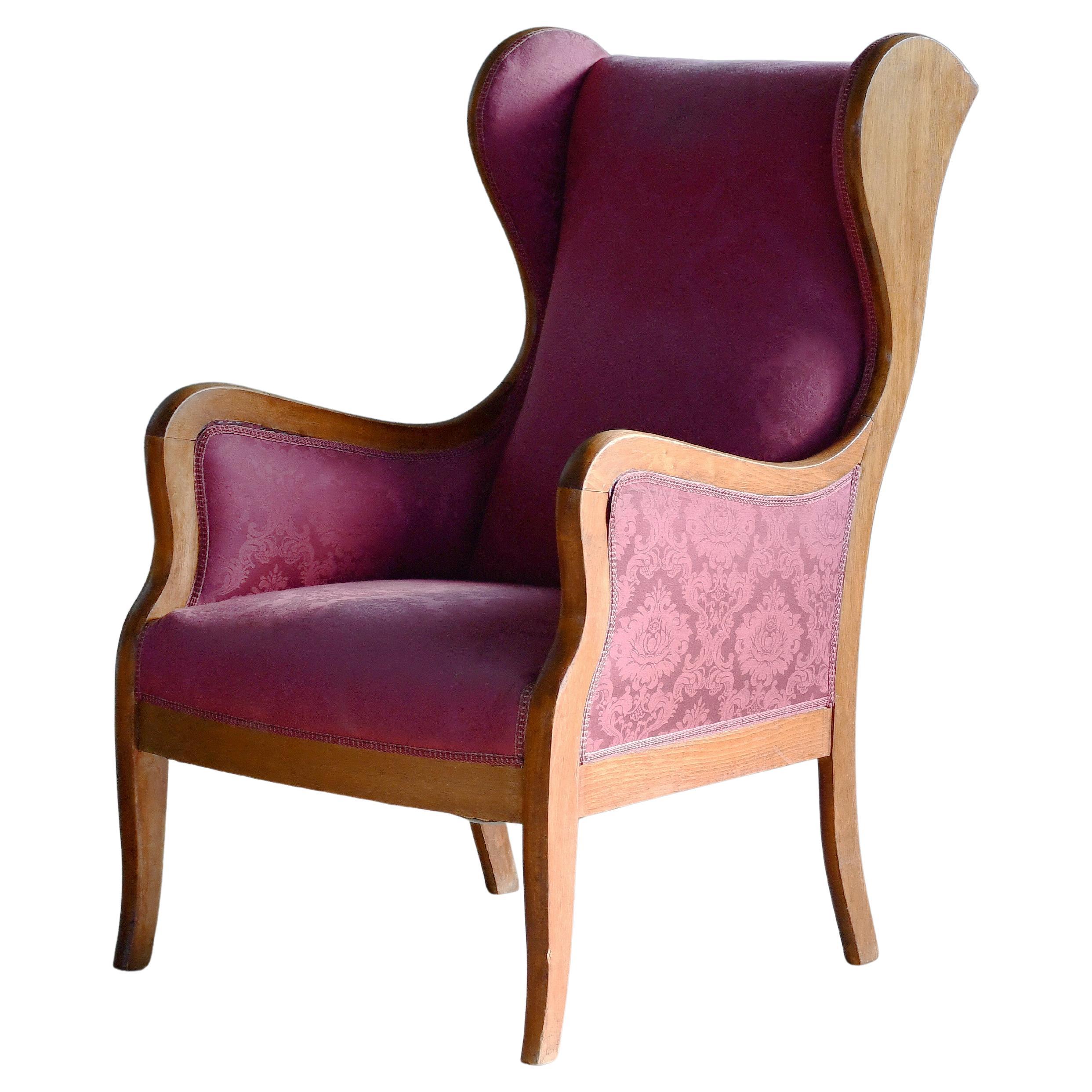1940s Wingback Chair by Danish Furniture Maker For Sale at 1stDibs