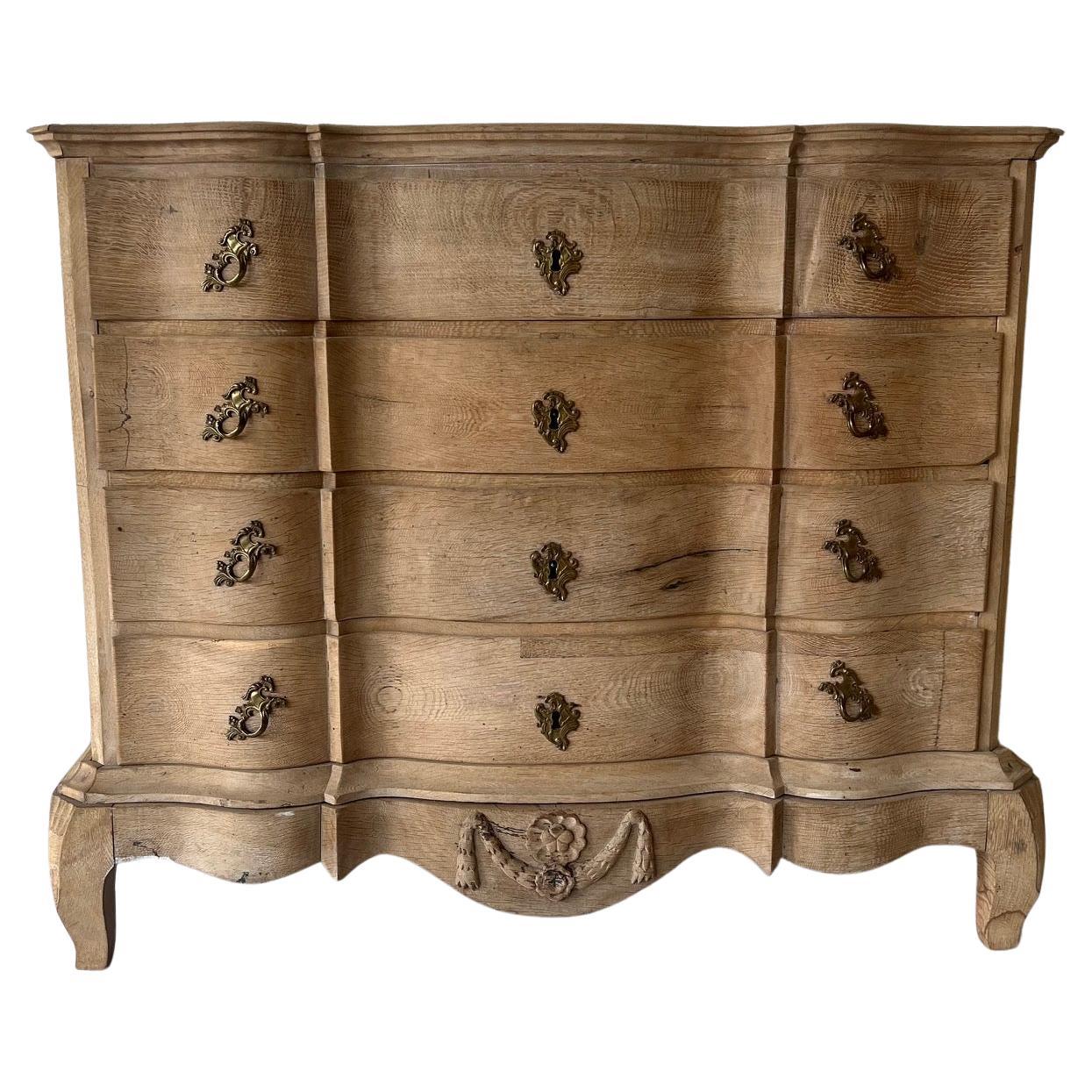 19th Century Dutch Serpentine Carved and Bleached Oak Chest For Sale at ...