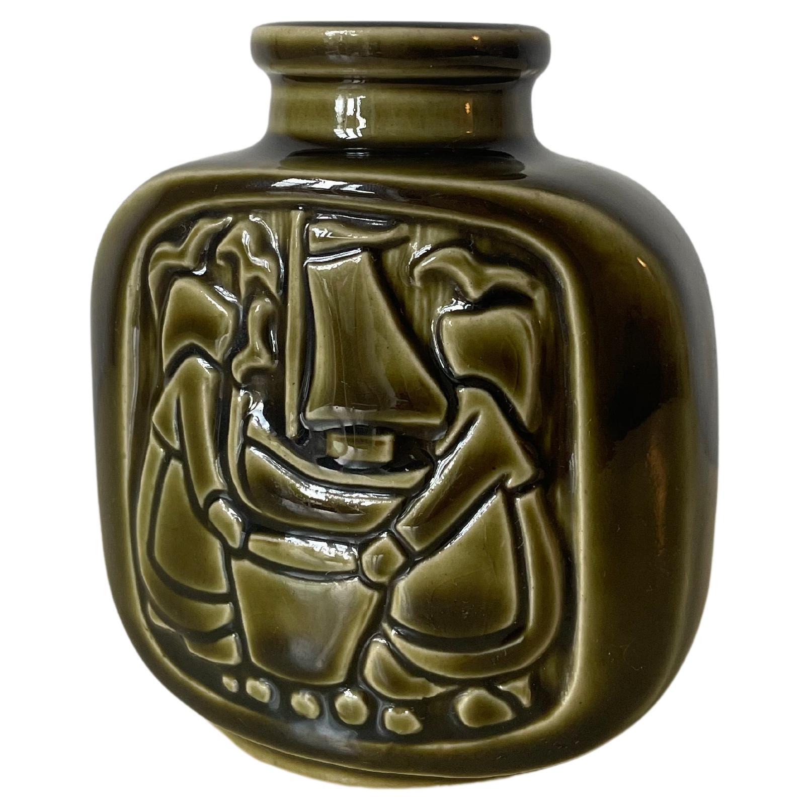 Danish 60s Olive Green Vase by Marianne Starck, Michael Andersen For ...