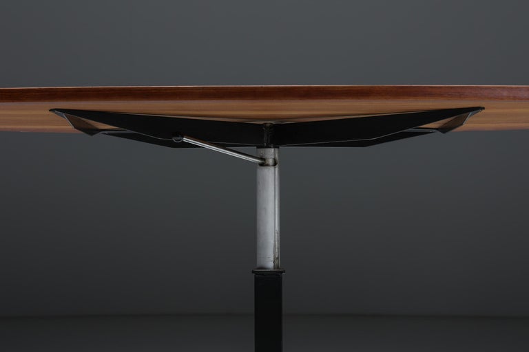 Danish Adjustable Wooden Table with Metal Base, 1970s at 1stDibs