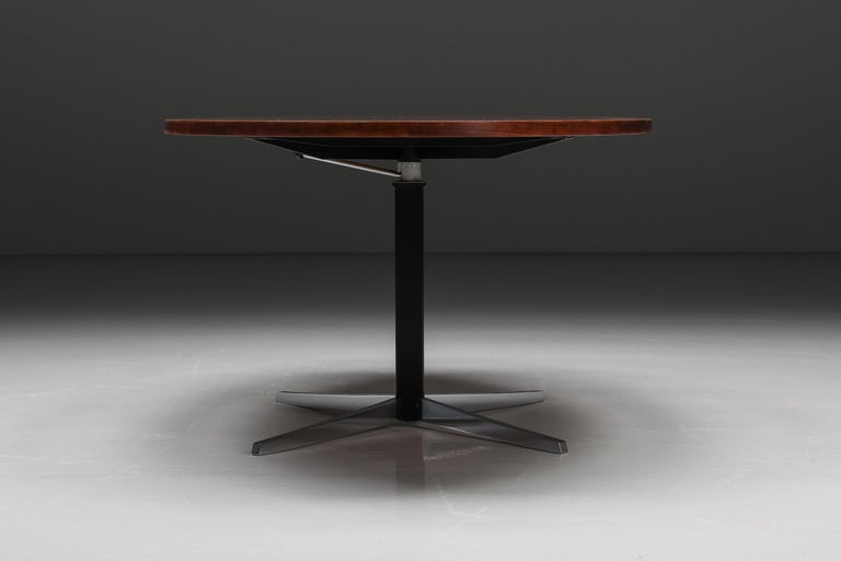 Danish Adjustable Wooden Table with Metal Base, 1970s at 1stDibs