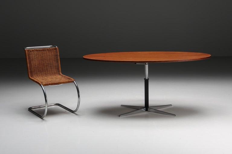 Danish Adjustable Wooden Table with Metal Base, 1970s at 1stDibs