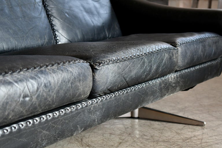 Danish Airport Style Sofa Model Matador in Black Leather by ERAN in ...