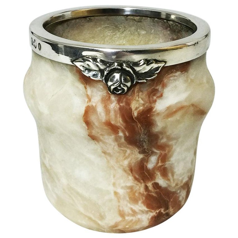 Danish Alabaster and Silver Spoon Vase by Christian F. Heise 1904-1932 ...