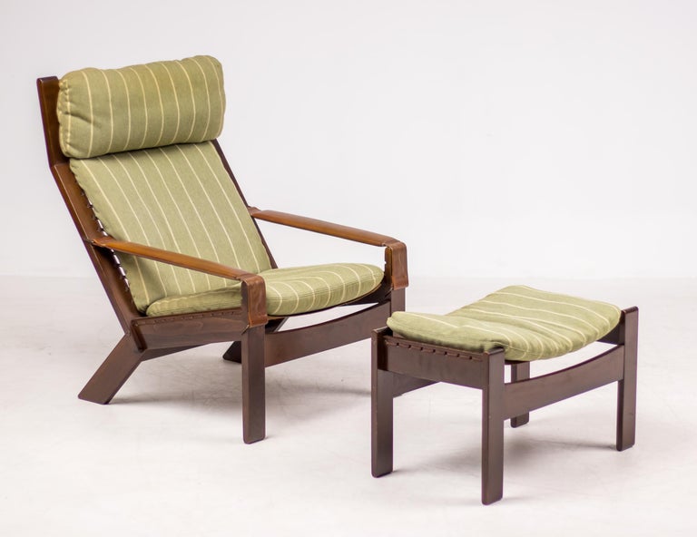 Danish Architectural Lounge Chair with Footstool For Sale at 1stDibs
