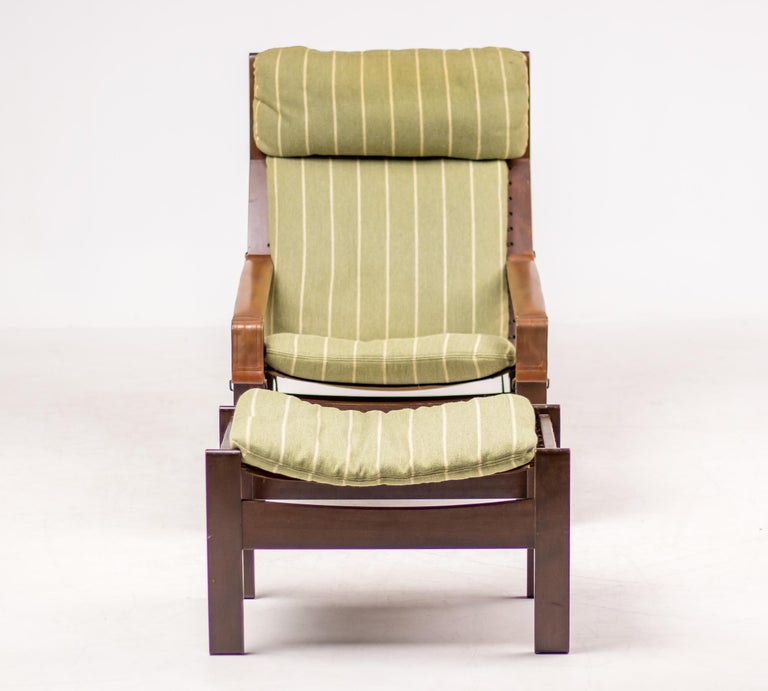 Danish Architectural Lounge Chair with Footstool For Sale at 1stDibs