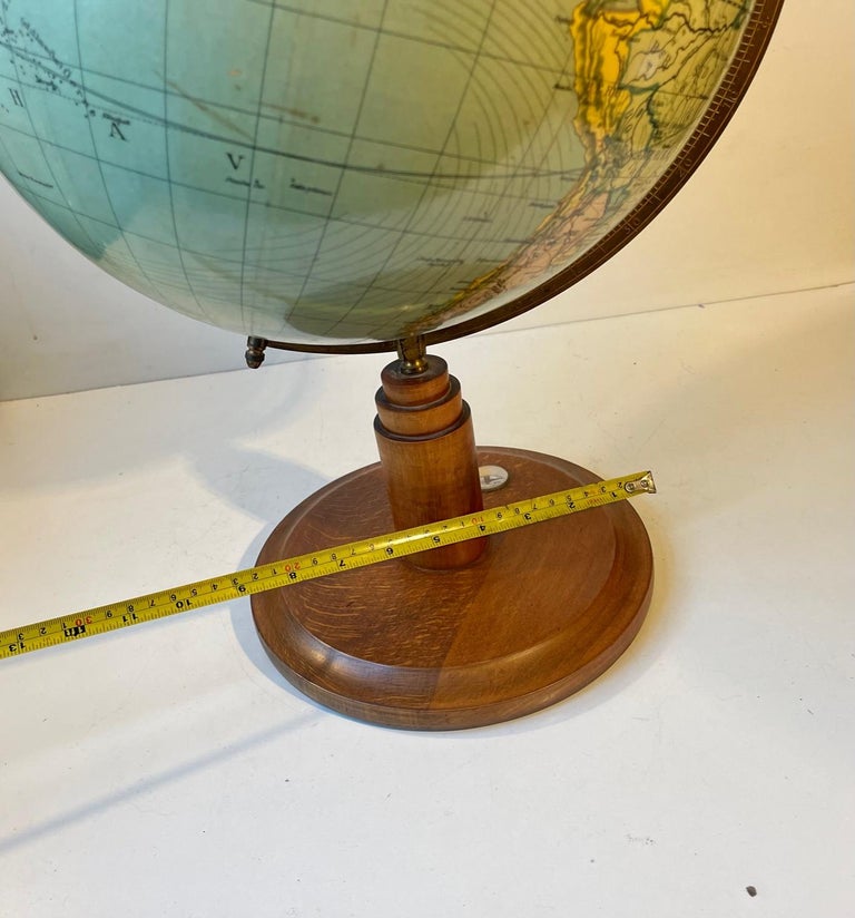 Danish Art Deco World Globe with Compass on a Wooden Base, Heimdal No ...