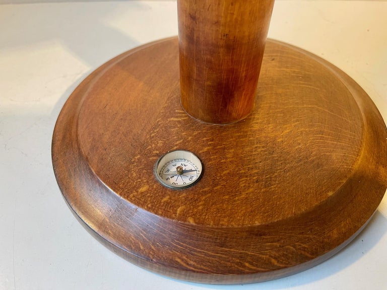 Danish Art Deco World Globe with Compass on a Wooden Base, Heimdal No ...