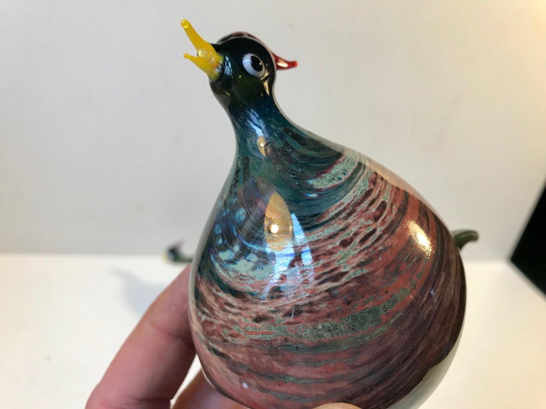 Danish Art Glass Hen Figurines, 1980s For Sale at 1stDibs